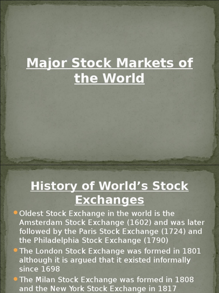 Major Global Stock Markets Overview | PDF | Nasdaq | New York Stock ...