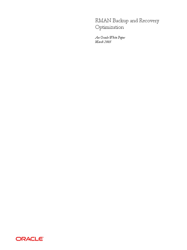 RMAN Backup and Recovery Optimization | PDF