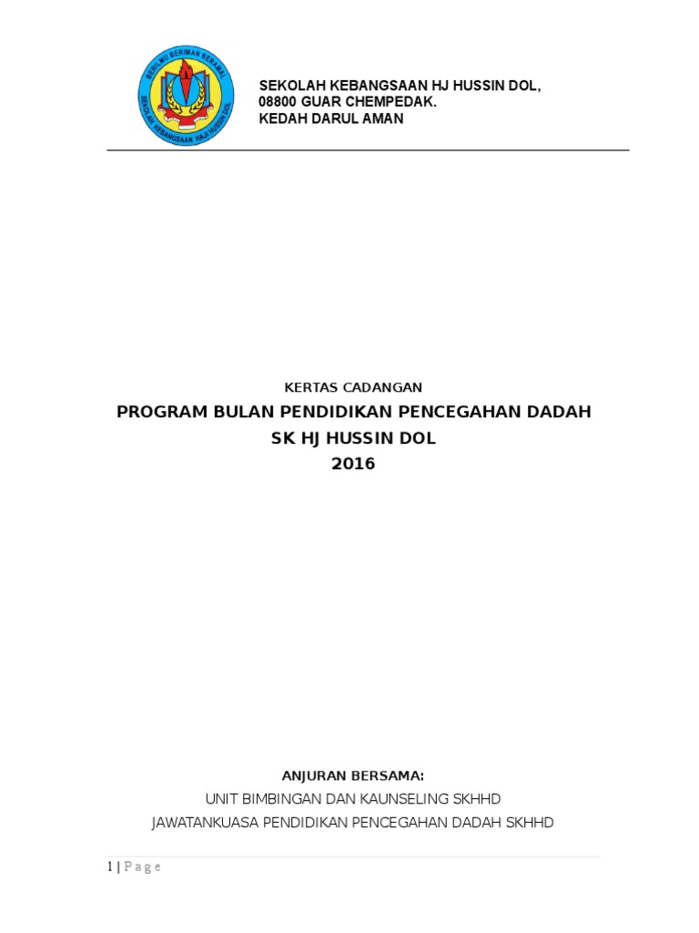 Kertas Cadangan Program Bulan Pendidikan Pencegahan Dadah | PDF