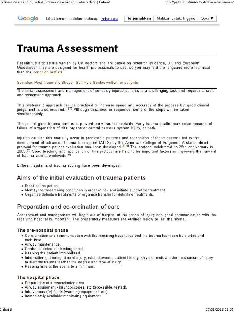 Trauma Assessment Initial Trauma Assessment | PDF | Major Trauma | Bleeding