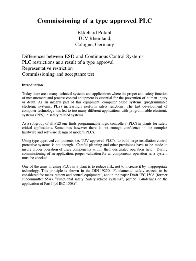 Commissioning of A PLC | PDF | Programmable Logic Controller | Cable