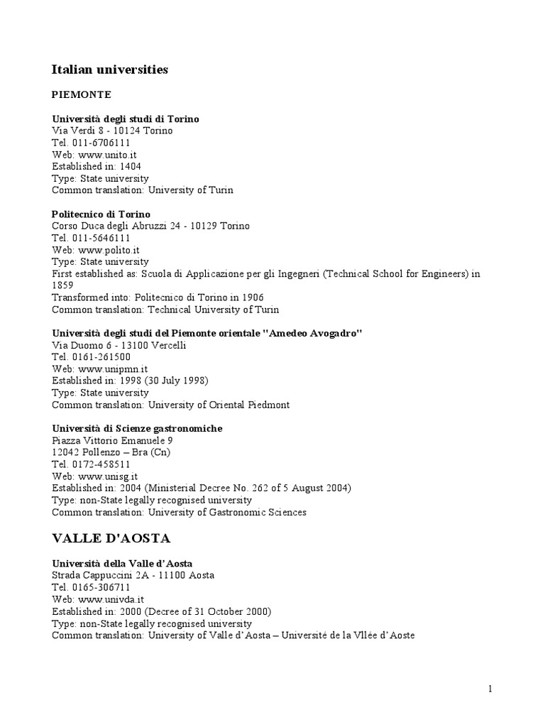 Universities Italy en | PDF | Educational Organizations | Students