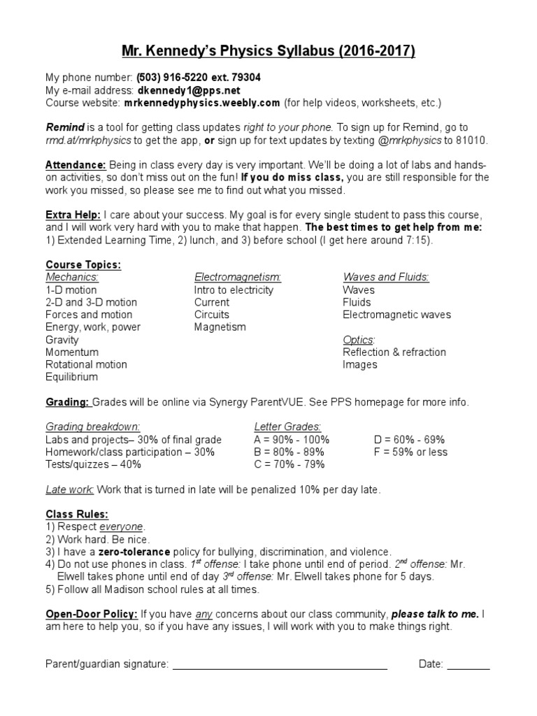 Physics Syllabus Pdf