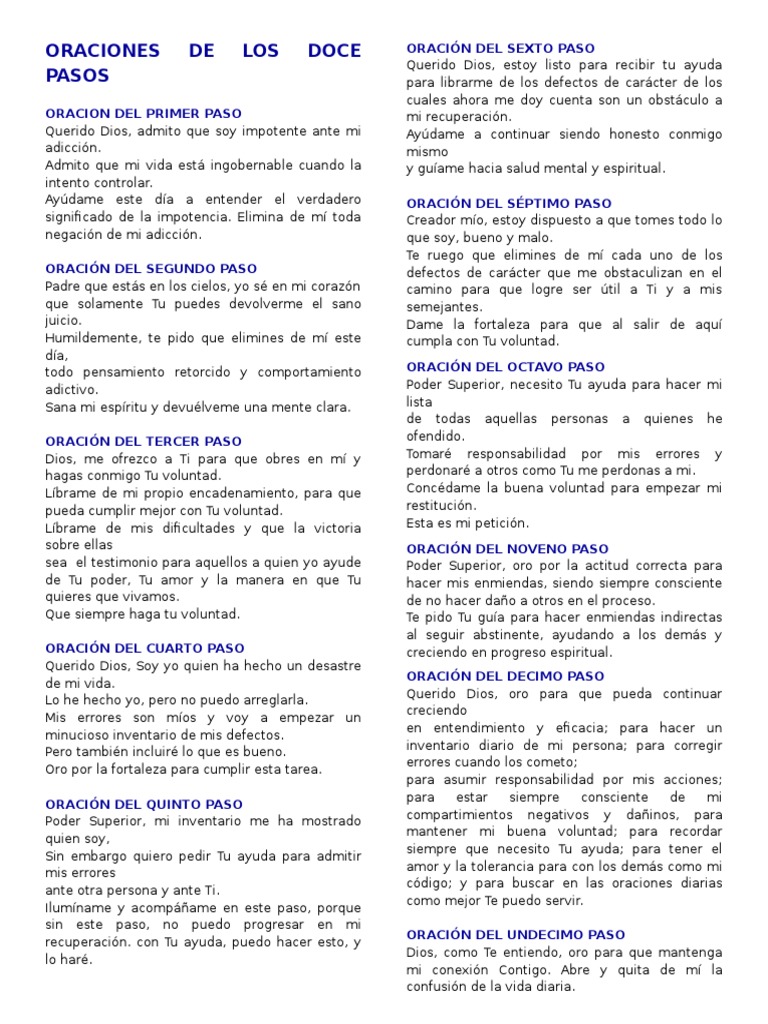 Oraciones de Los Doce Pasos | PDF | Oración | Science