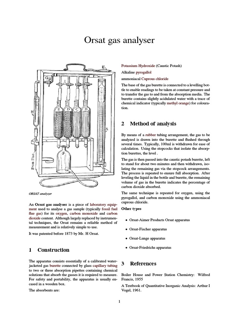Orsat Gas Analyser | PDF | Physical Chemistry | Transparent Materials
