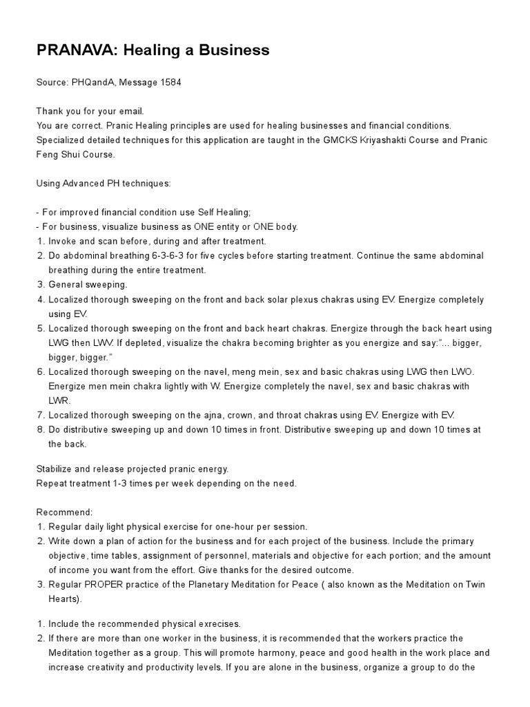 Healing A Business | PDF | Meditation | Chakra