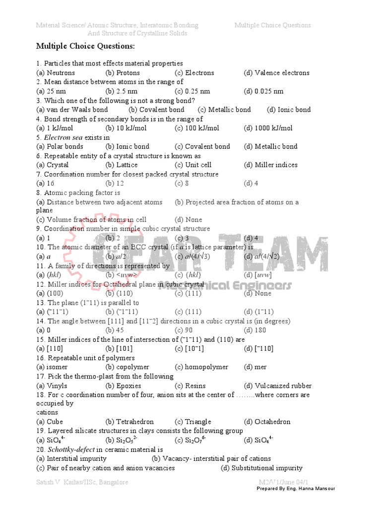 Multiple Choice Questions | PDF
