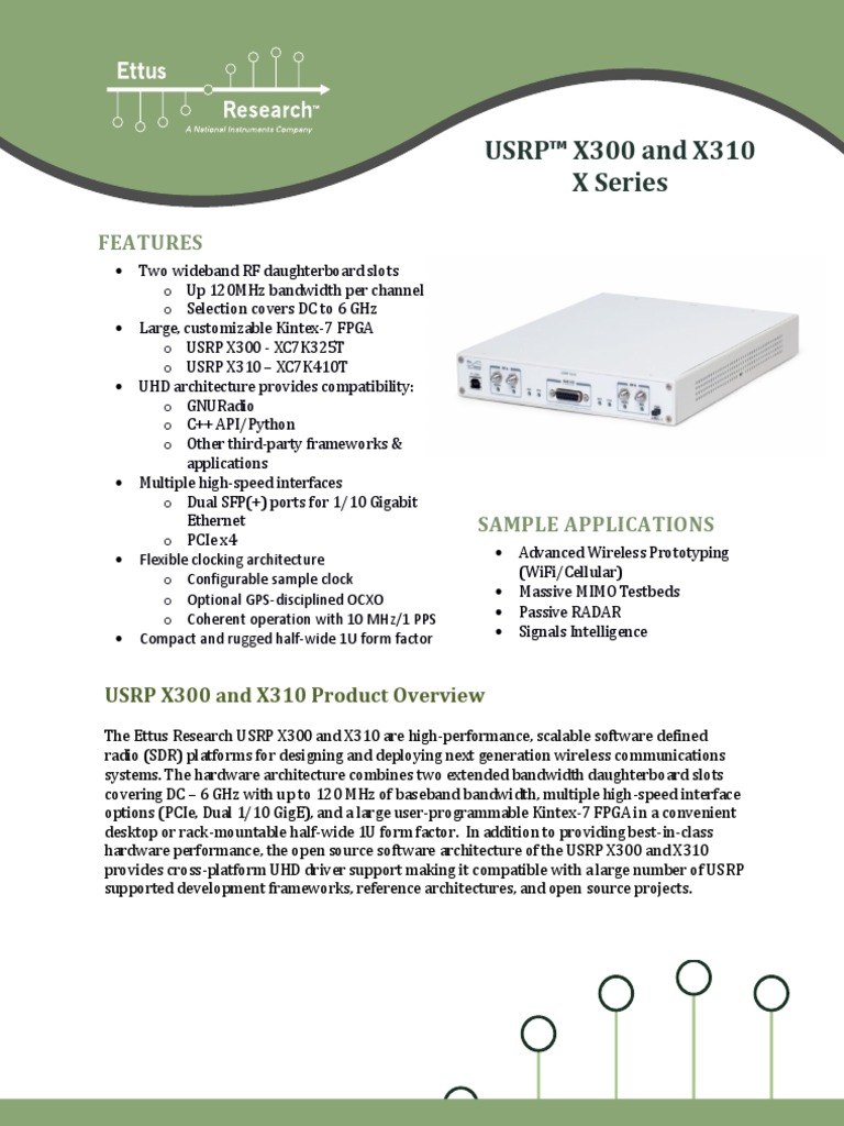 X300 X310 Spec Sheet | Software Defined Radio | Analog To Digital Converter