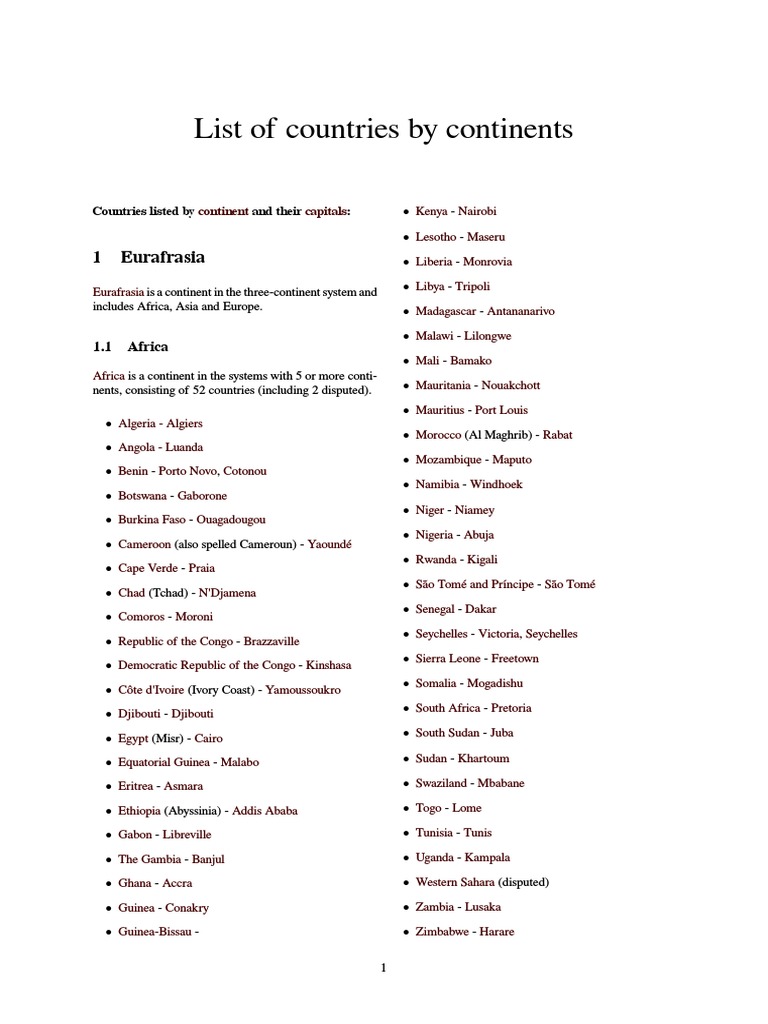 List of Countries by Continents | PDF | Oceania | Polynesia