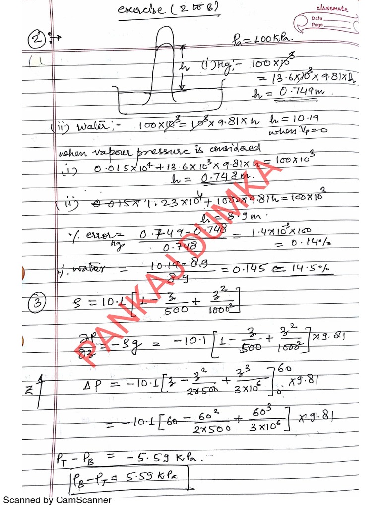 Chapter 2 Fluid Mechanics (Som and Biswas) Solutions | Download Free ...
