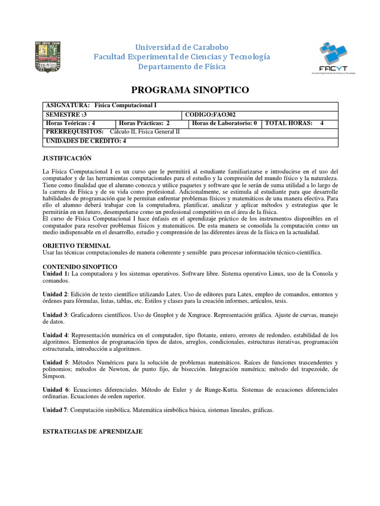 Programa de Fisica Computacional I | PDF | Programa de computadora ...
