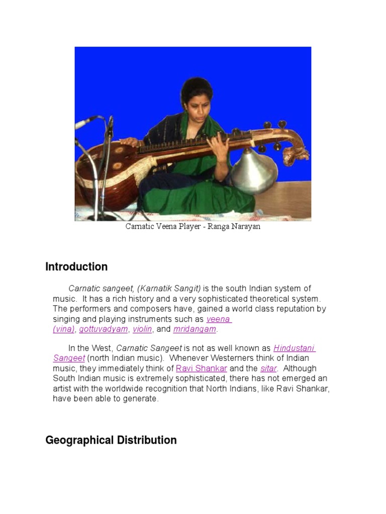 Carnatic Sangeet The South Indian System of Music | PDF | Sound ...