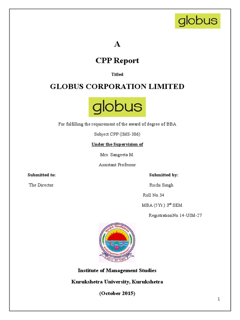Globus Corporation Limited: CPP Report | PDF