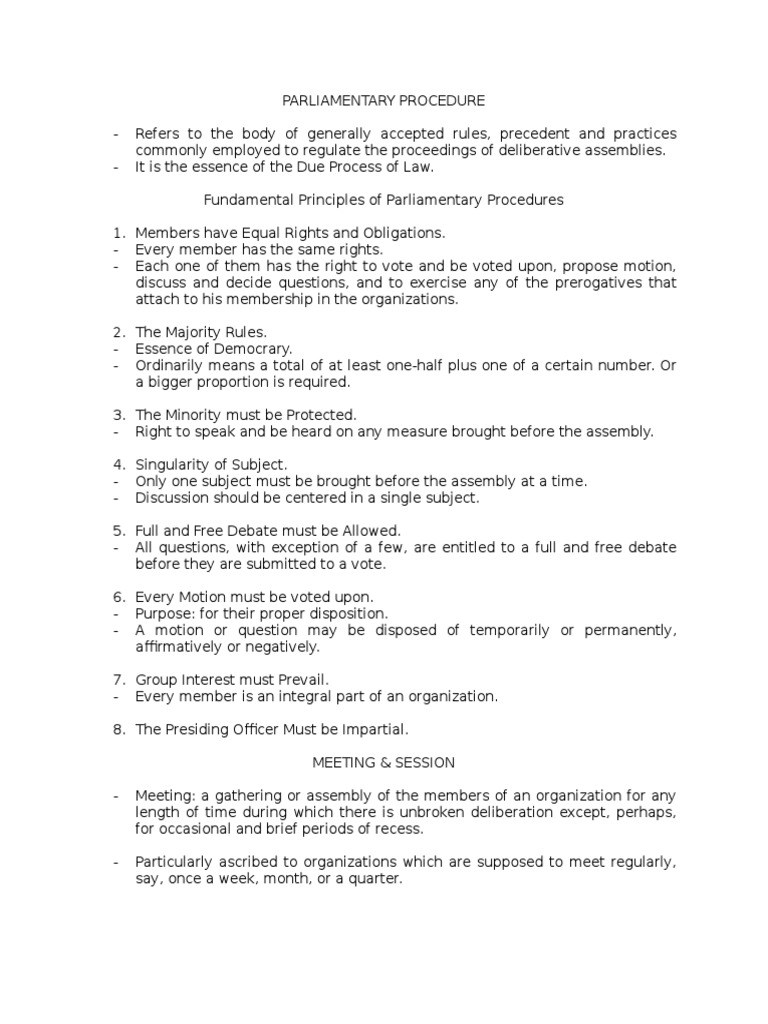 Parliamentary Procedure | PDF | Quorum | Public Law