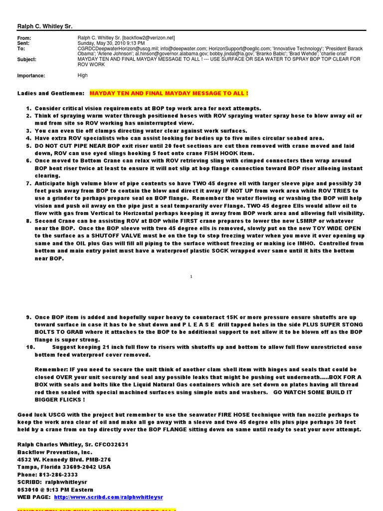 Final Mayday Message for BOP Operations | PDF | Valve | Mechanical ...