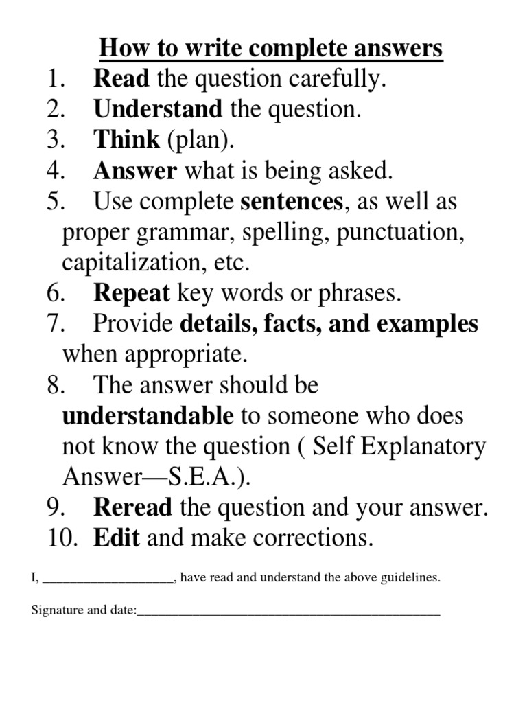 How To Write Complete Answers | PDF