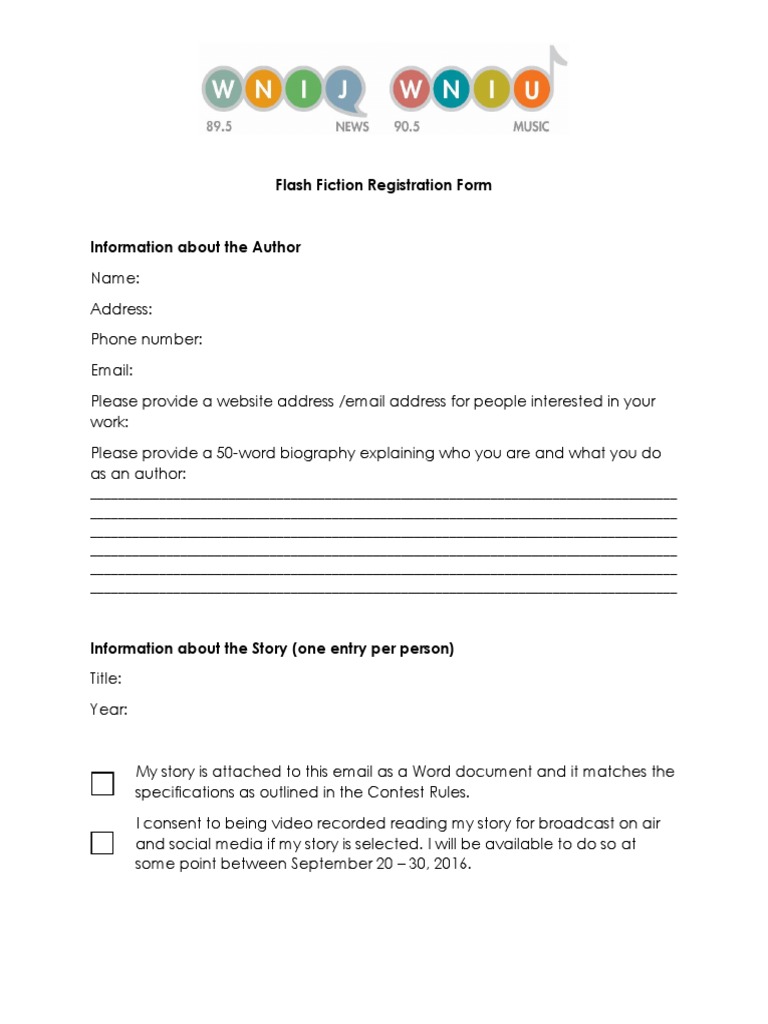 Flash Fiction Registration Form 2016 | PDF