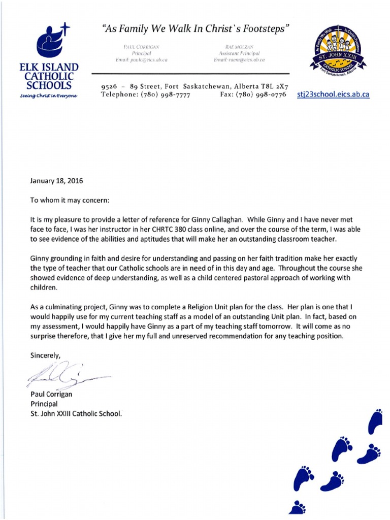 Reference Letter - Callaghan 2 | PDF