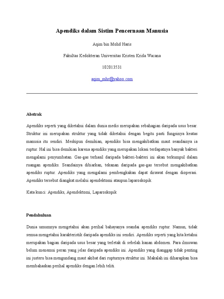 Anatomi Apendiks Vermiformis | PDF