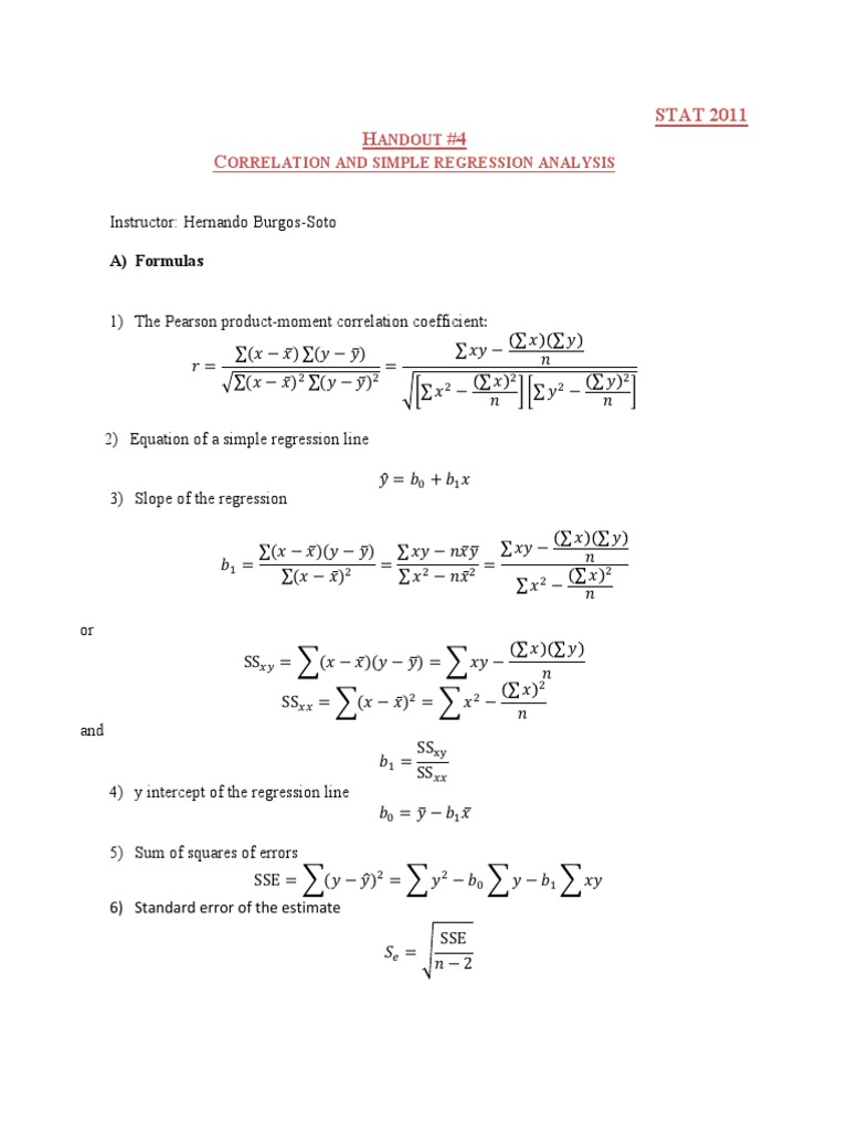 Handout 4 Correlation and Regression Analysis | PDF | Errors And ...