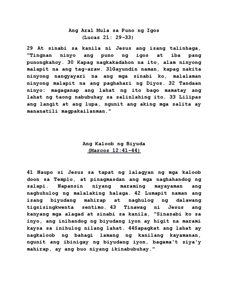 Ang Aral Mula Sa Puno NG Igos | PDF