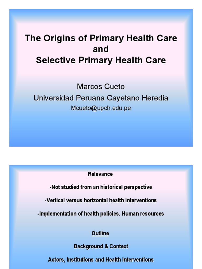 Origins of Primary Health Care and Selective Primary Health Care ...