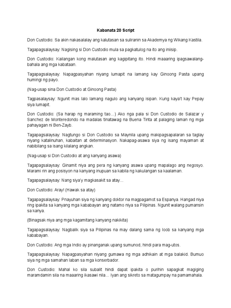 Kabanata 20 Script | PDF