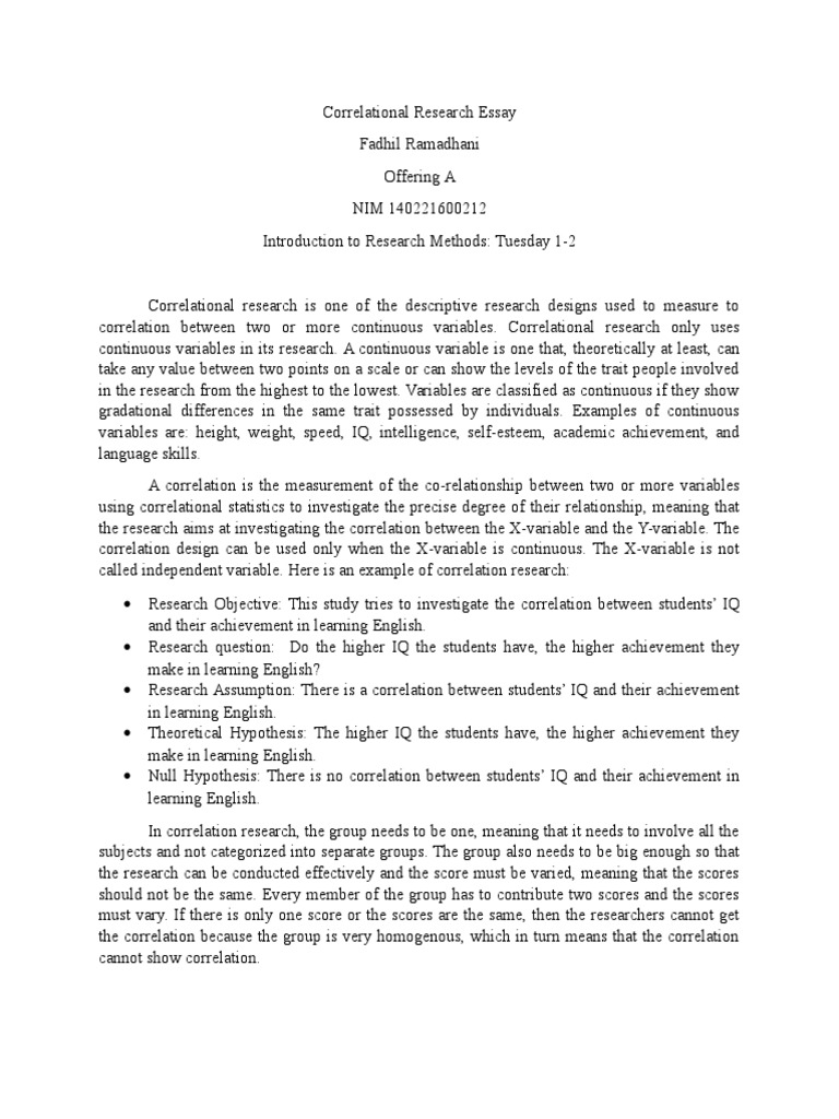 Correlational Research Essay | PDF | Scatter Plot | Correlation And Dependence