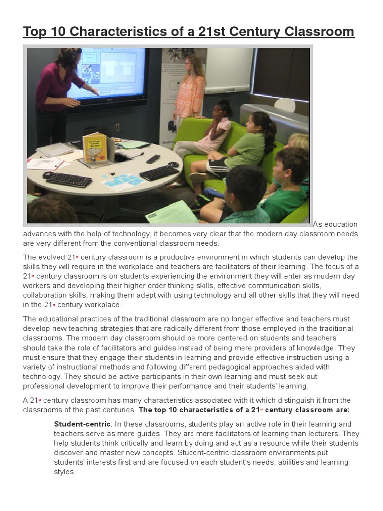 Top 10 Characteristics of A 21st Century Classroom | PDF | Classroom ...