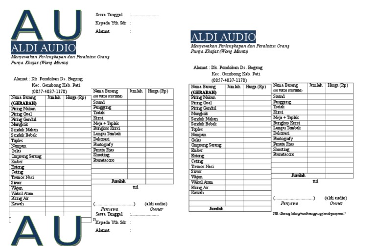 Nota Sewa Sutik | PDF