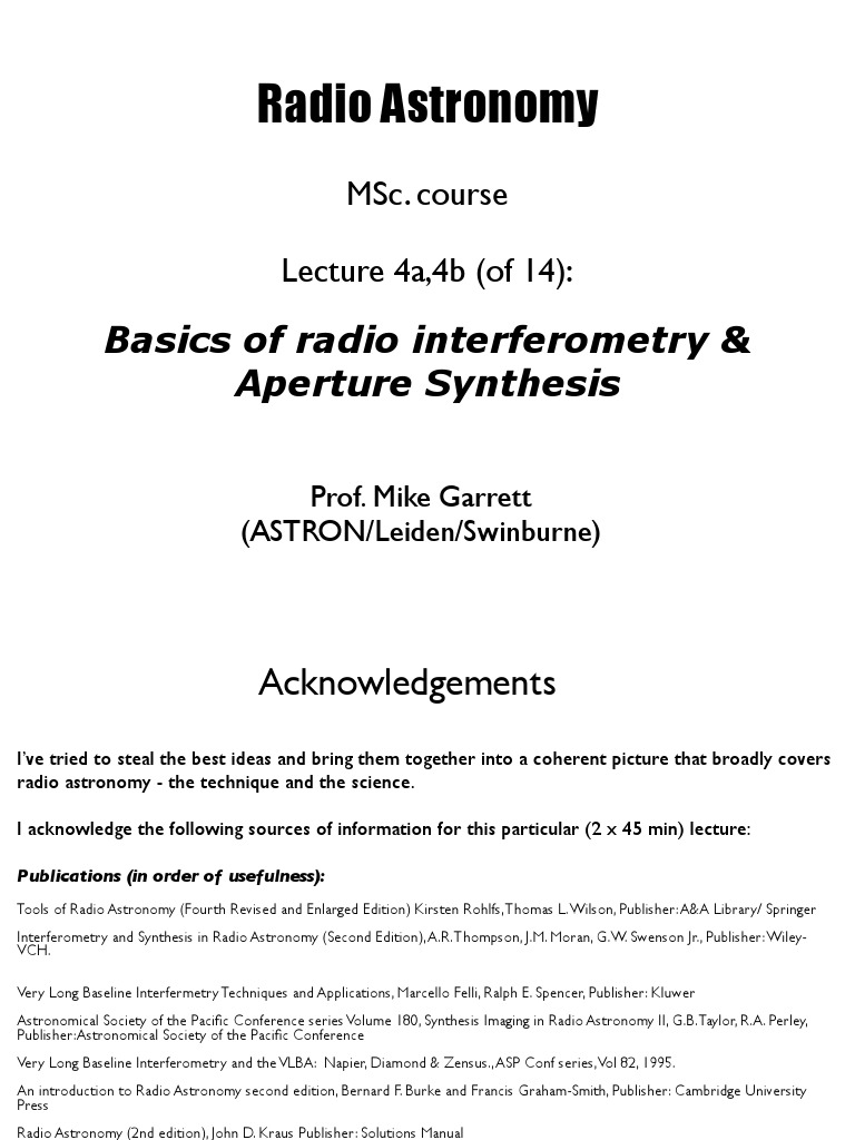 Basics of Radio Interferometry | PDF | Interferometry | Interference (Wave Propagation)