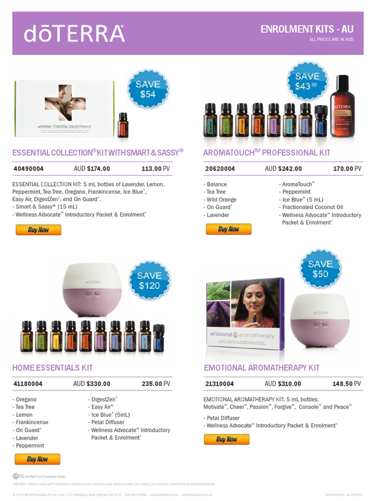 doTERRA Australia Essential Oils Enrolment Kits | Download Free PDF ...