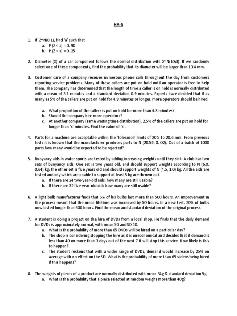 Ha - 5 | PDF | Standard Deviation | Engineering Tolerance