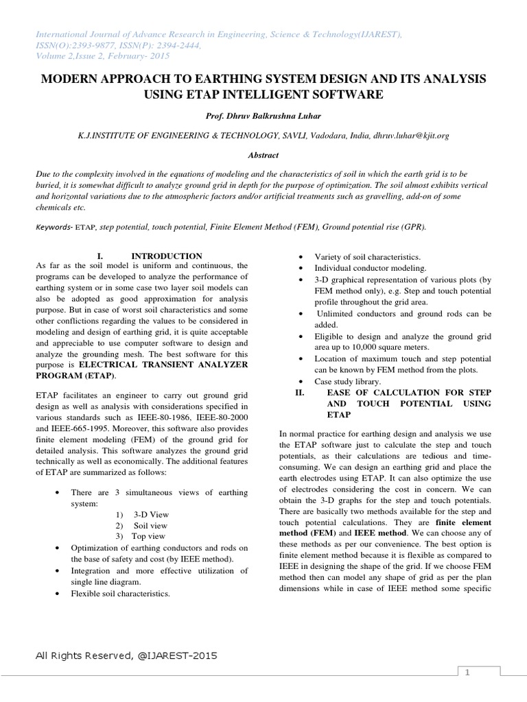 ETAP for Earthing System Design | PDF | Finite Element Method | Electricity