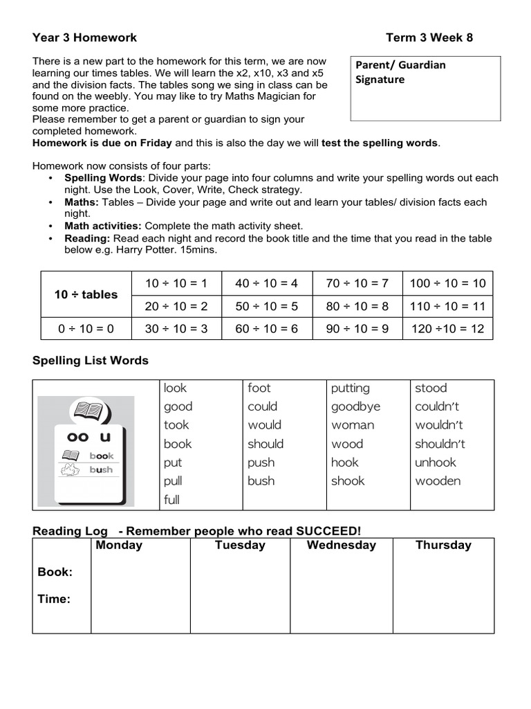 Year 3 Homework Term 3 Week 8 | PDF | Language Arts & Discipline ...