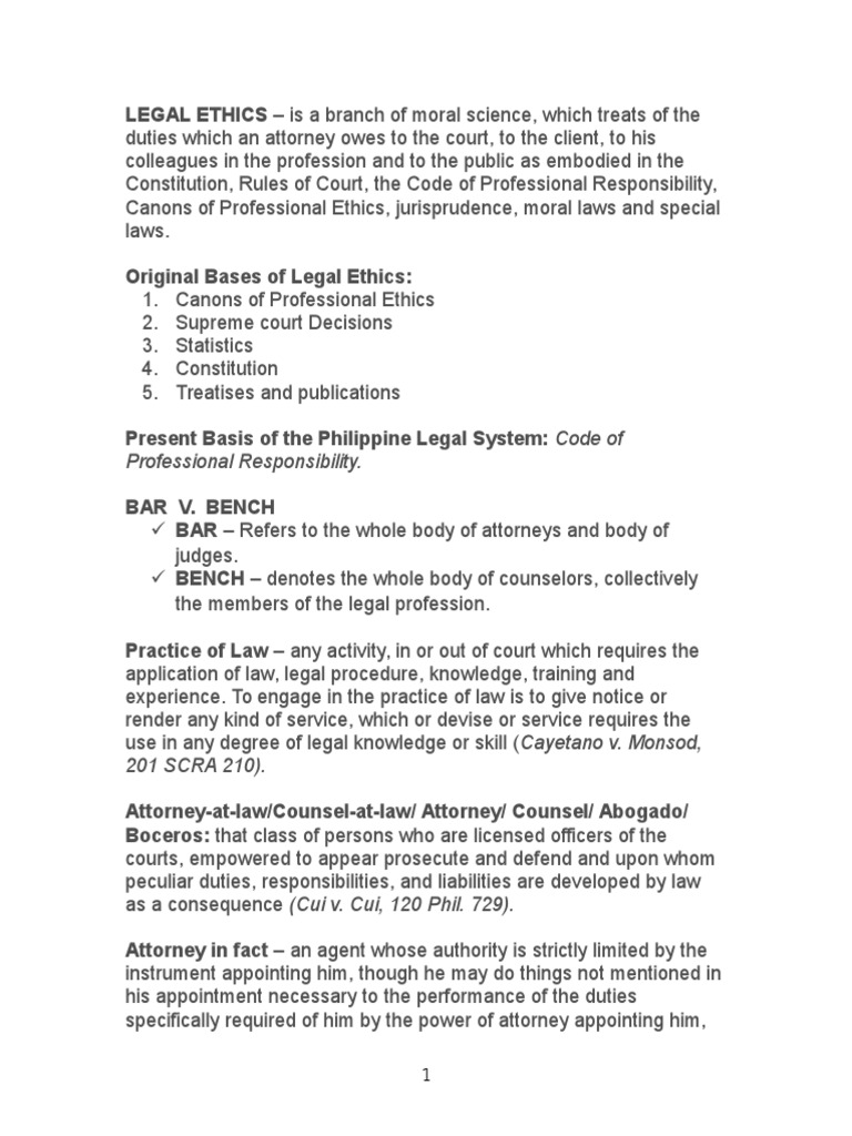 Overview of Legal Ethics in the Philippines | PDF | Lawyer | Practice ...