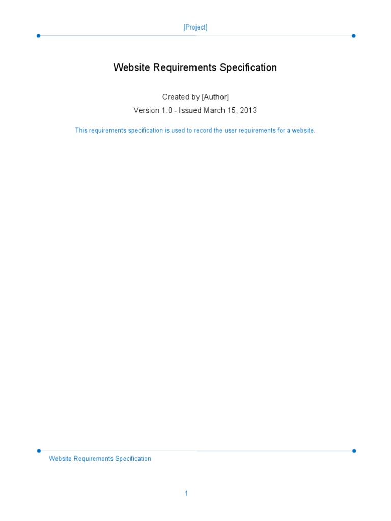 Website Requirements Specification Template | PDF | Websites | Web ...