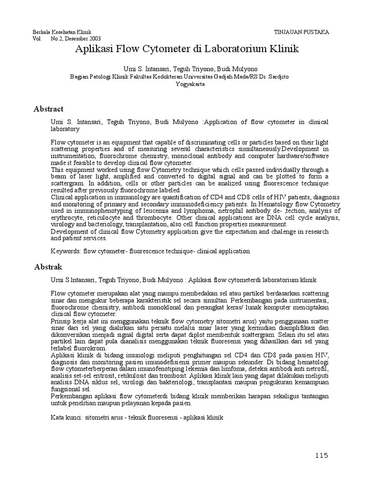 Aplikasi Flow Cytometer Di Lab Klinik | PDF