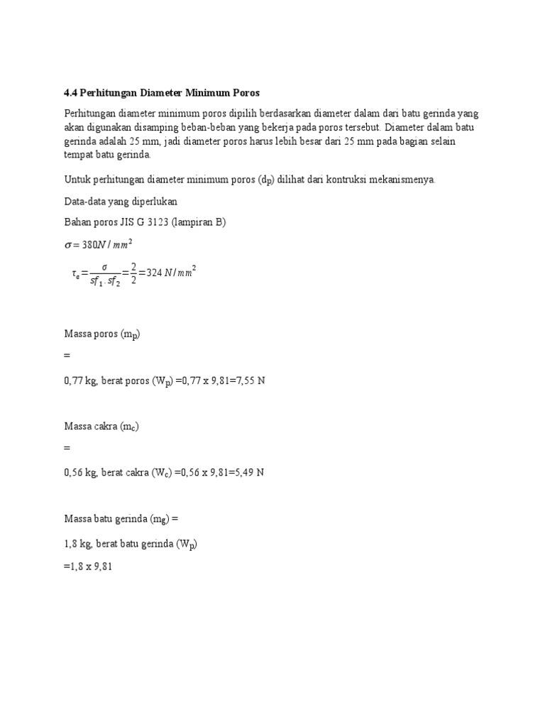 Perhitungan Diameter Poros | PDF | Sains & Matematika
