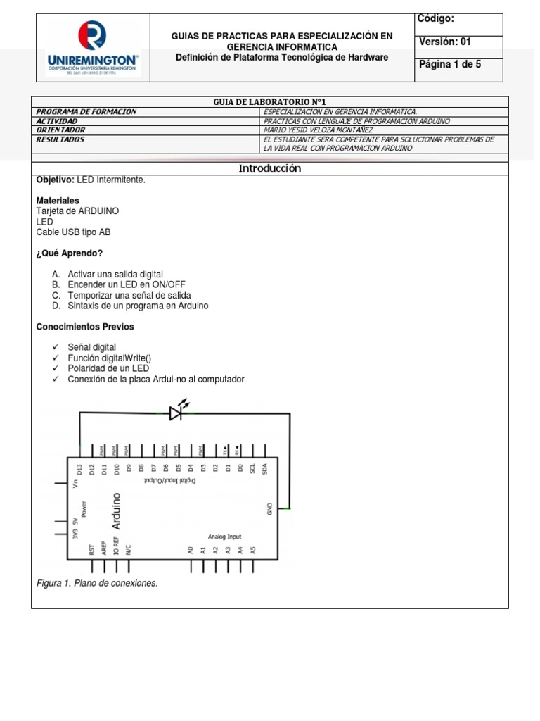 Practica 1 Arduino | PDF | Arduino | Informática