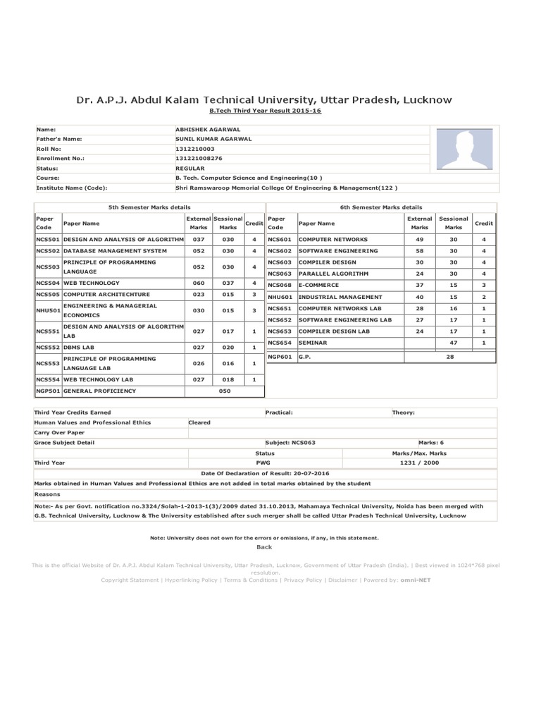 Dr. A.P.J. Abdul Kalam Technical University, Uttar Pradesh, Lucknow | PDF