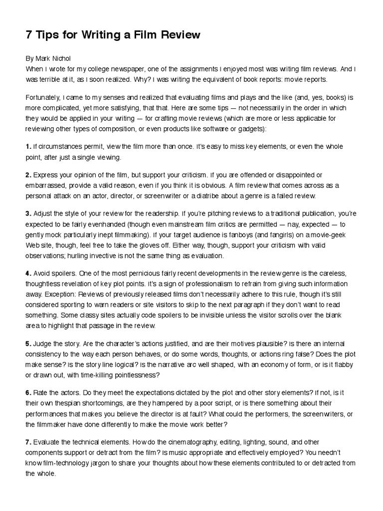 7 Tips for Writing a Film Review | Plot (Narrative) | Leisure