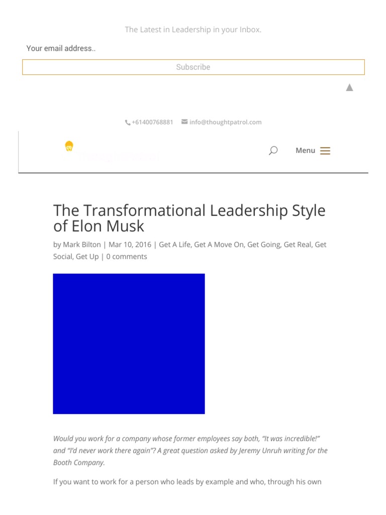 The Transformational Leadership Style of Elon Musk: Your Email Address ...