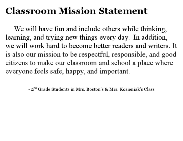 Classroom Mission Statement16-17 | PDF