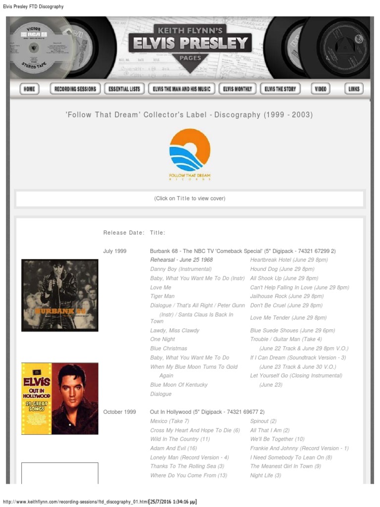 Elvis Presley FTD Discography | PDF | Sports & Recreation | Poetry