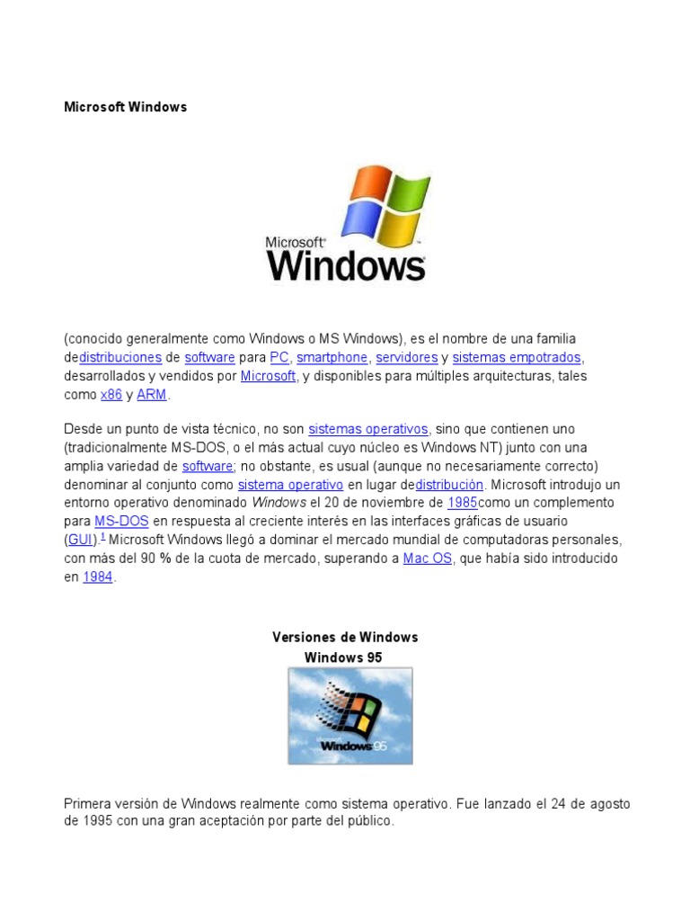 Versiones de Windows | PDF | Windows Vista | Microsoft Windows