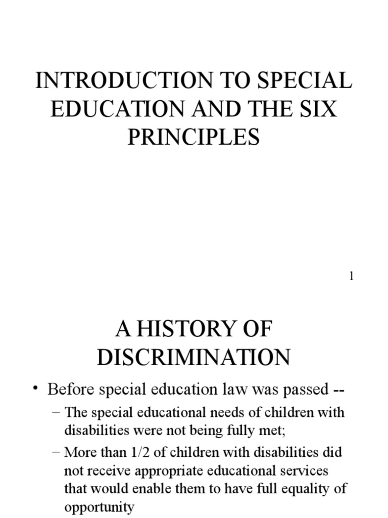 Introduction To Special Education and The Six Principles | PDF ...