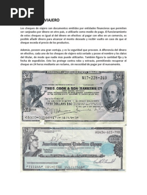 Ejemplo De Cheque De Viajero