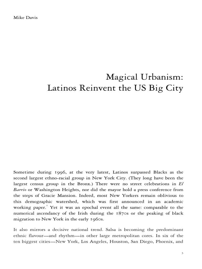 Davis M - Magical Urbanism - Latinos Reinvent The US Big City | PDF ...