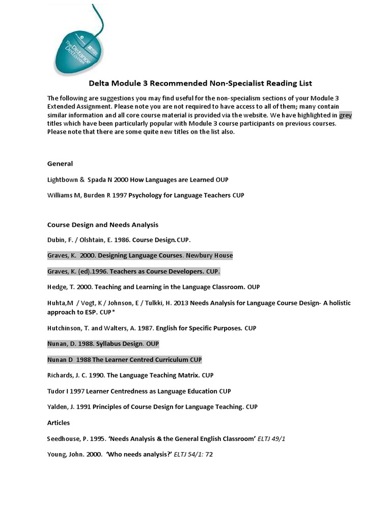 Cambridge Delta Module 3 Suggested Non-Specialism Reading | PDF